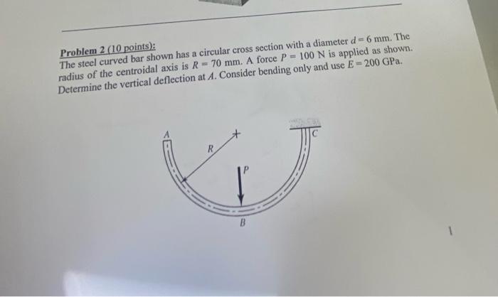 Solved The steel curved bar shown has a circular cross | Chegg.com