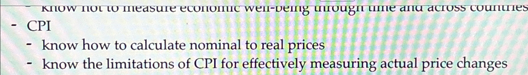 Solved know the limitations of CPI for effectively measuring | Chegg.com