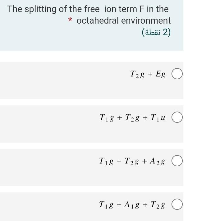 Solved The splitting of the free ion term F in the * | Chegg.com