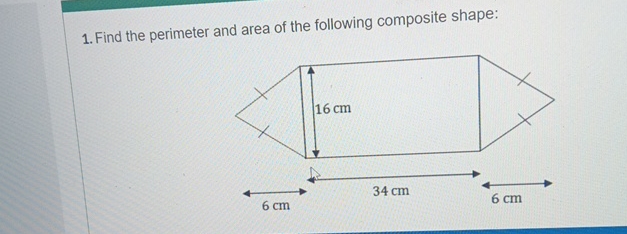 Solved Find the perimeter and area of the following | Chegg.com