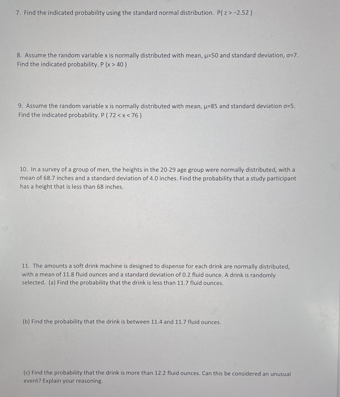 Solved 1. ﻿Find the indicated probability using the standard | Chegg.com