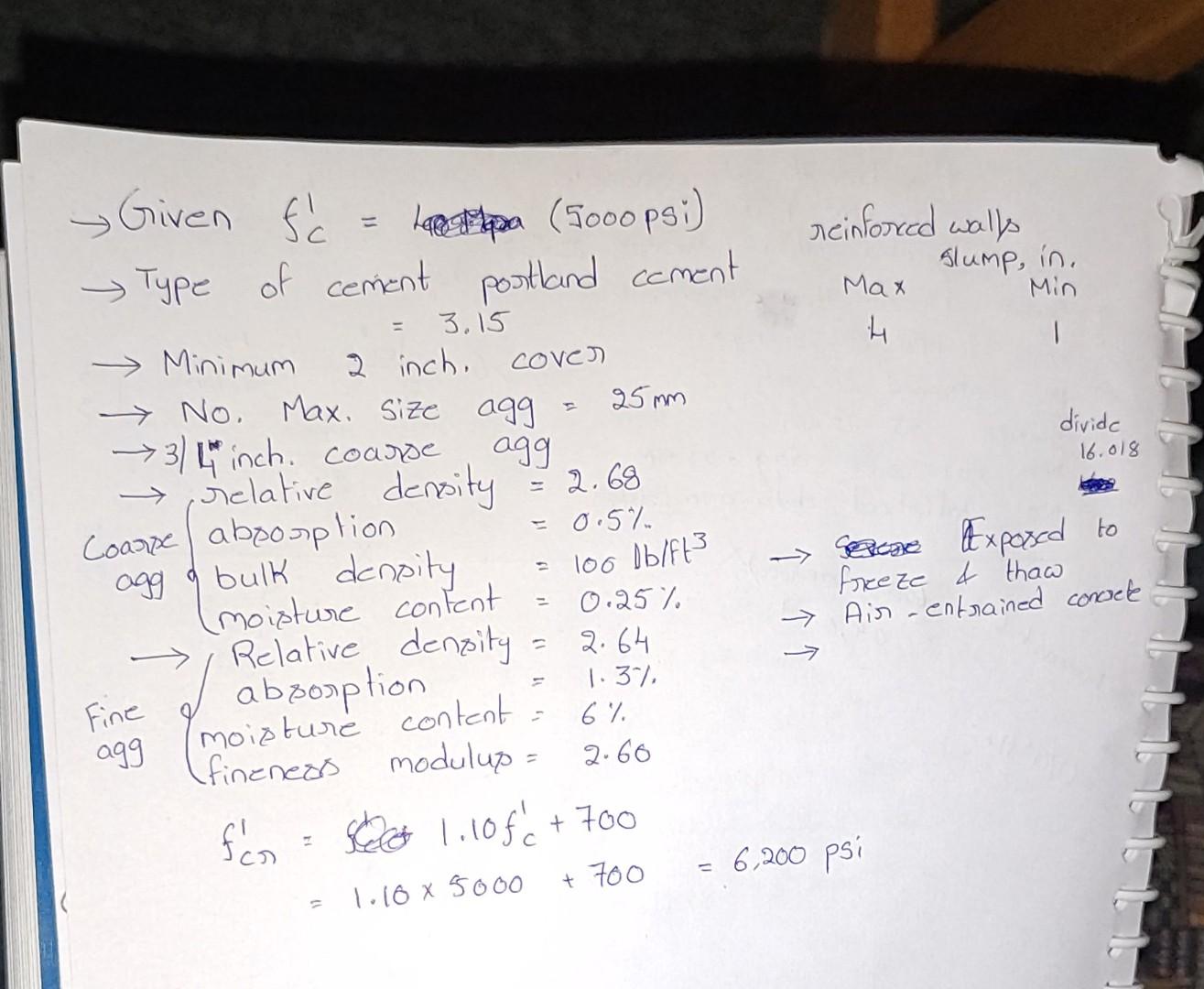 Solved using ACI 318 for slump ACI 211.1 for water | Chegg.com