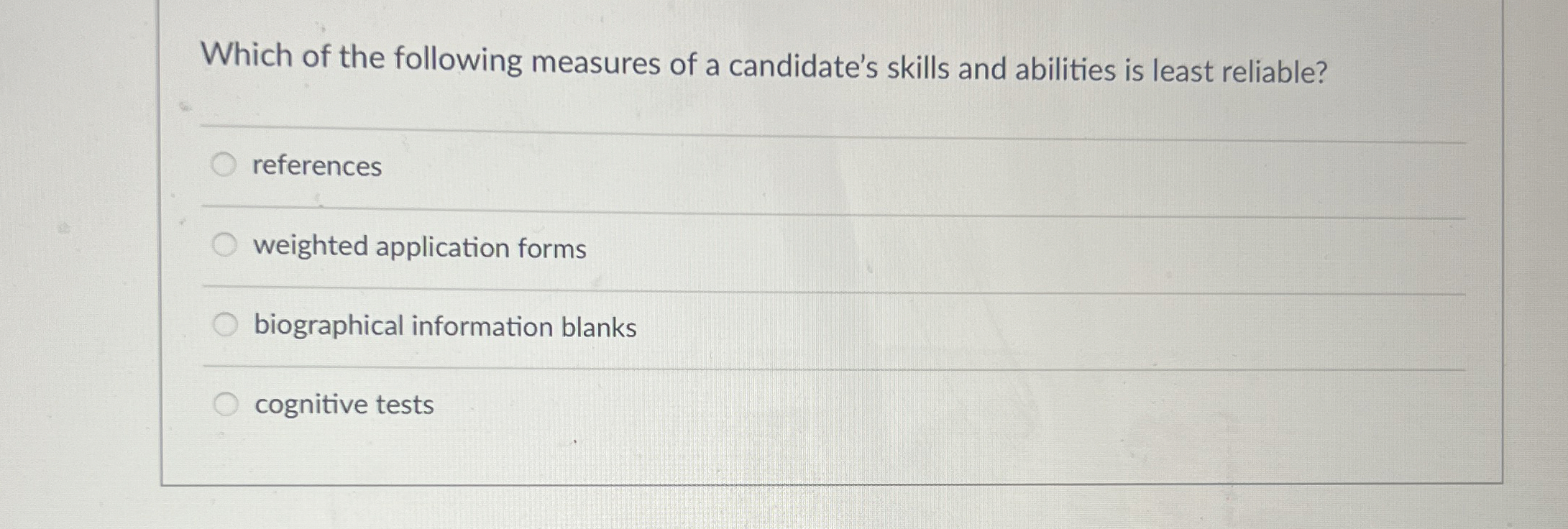 Solved Which of the following measures of a candidate's | Chegg.com