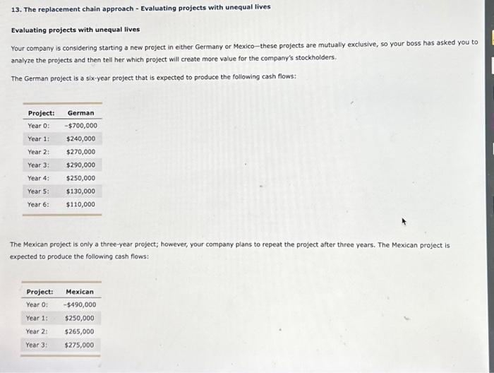 Solved 13. The replacement chain approach - Evaluating | Chegg.com