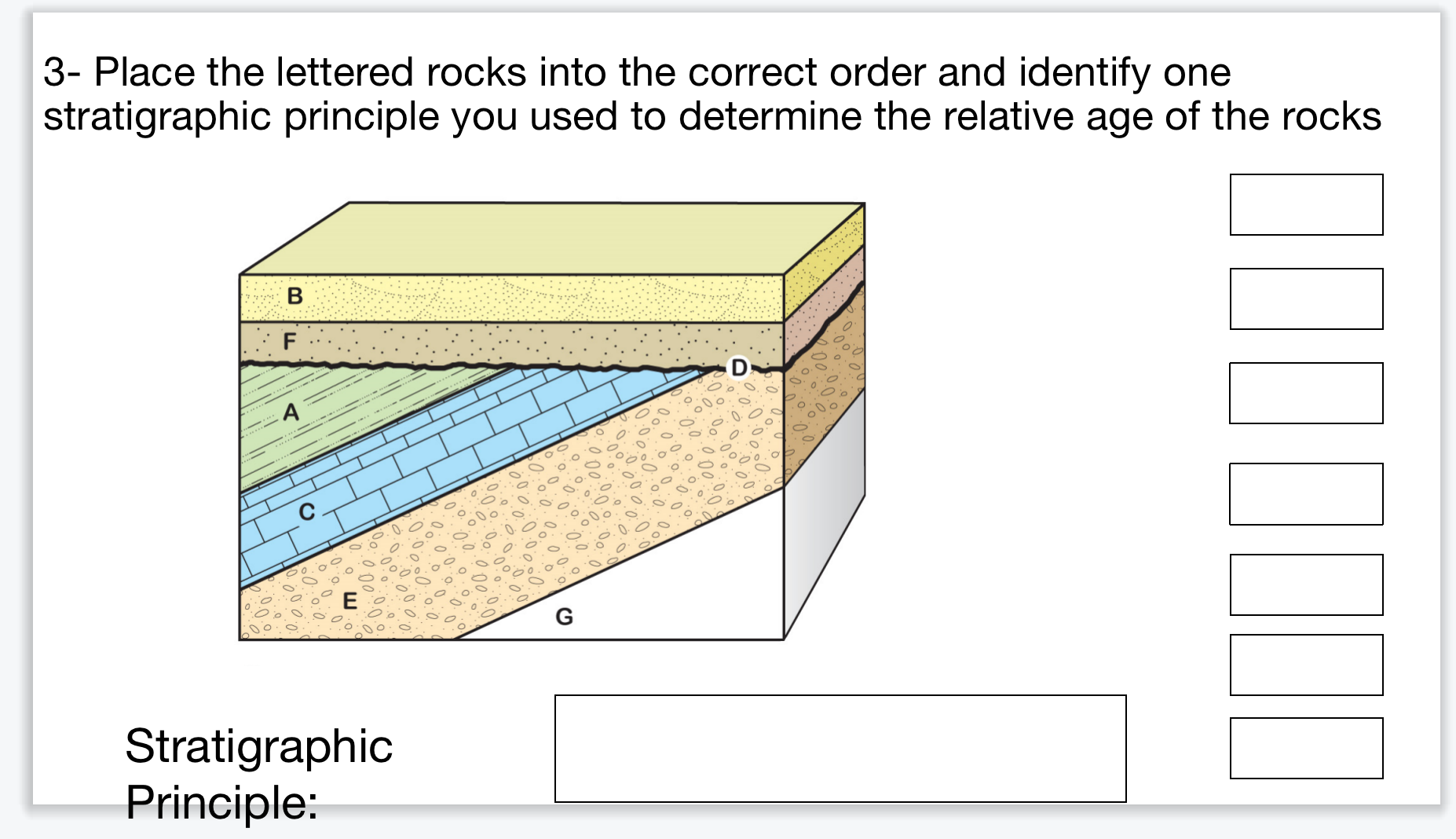Solved 3- ﻿Place the lettered rocks into the correct order | Chegg.com