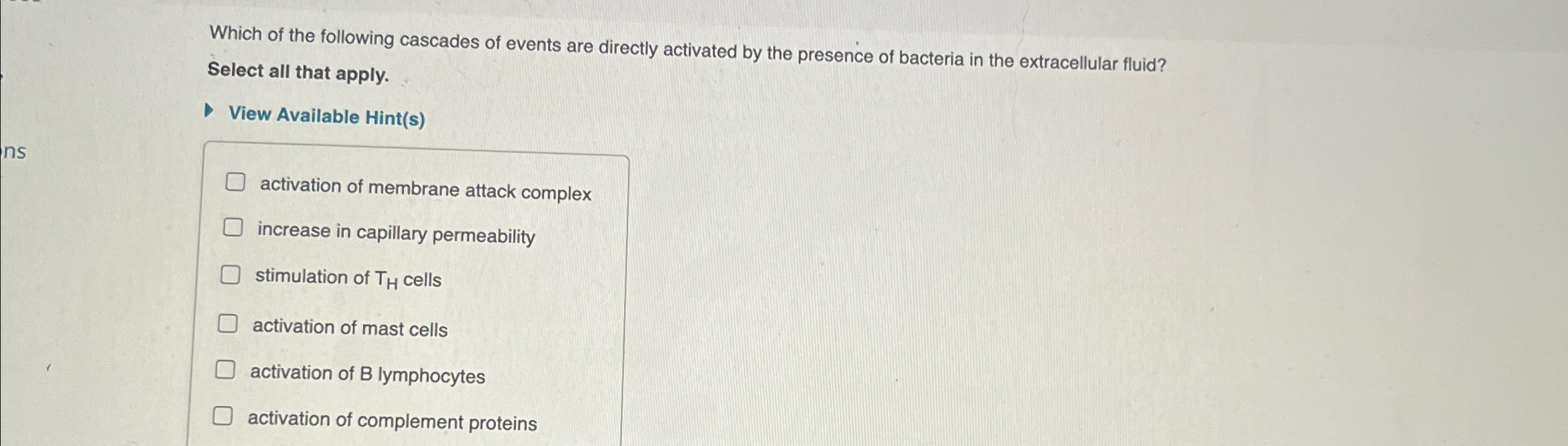 Solved Which of the following cascades of events are | Chegg.com