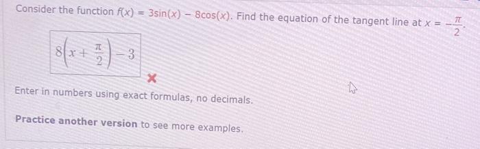 Solved Consider the function f(x)=3sin(x)−8cos(x). Find the | Chegg.com