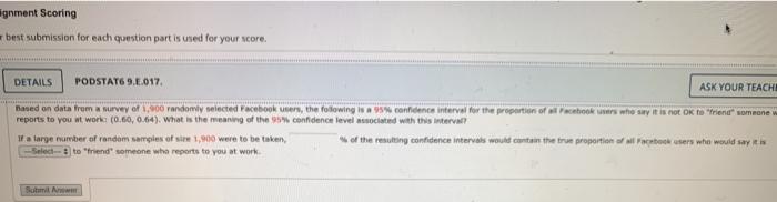Solved gnment Scoring best submission for each question part | Chegg.com