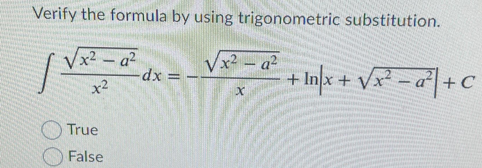 Solved Verify the formula by using trigonometric | Chegg.com
