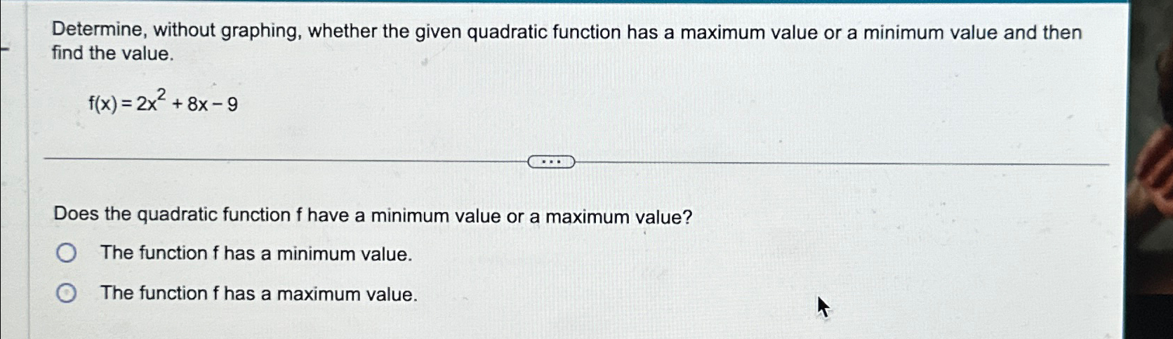 Solved Determine, without graphing, whether the given | Chegg.com