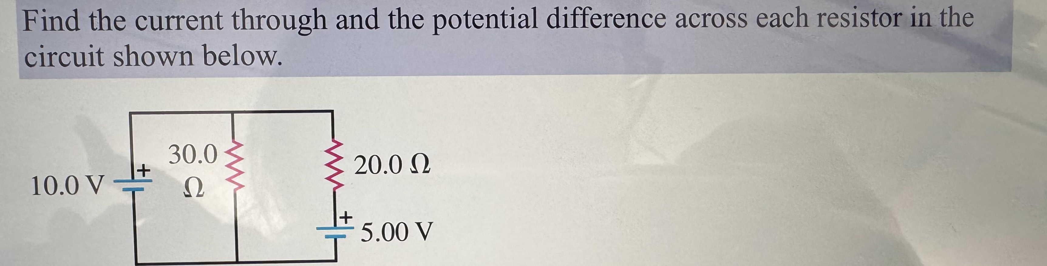 Solved Find the current through and the potential difference | Chegg.com