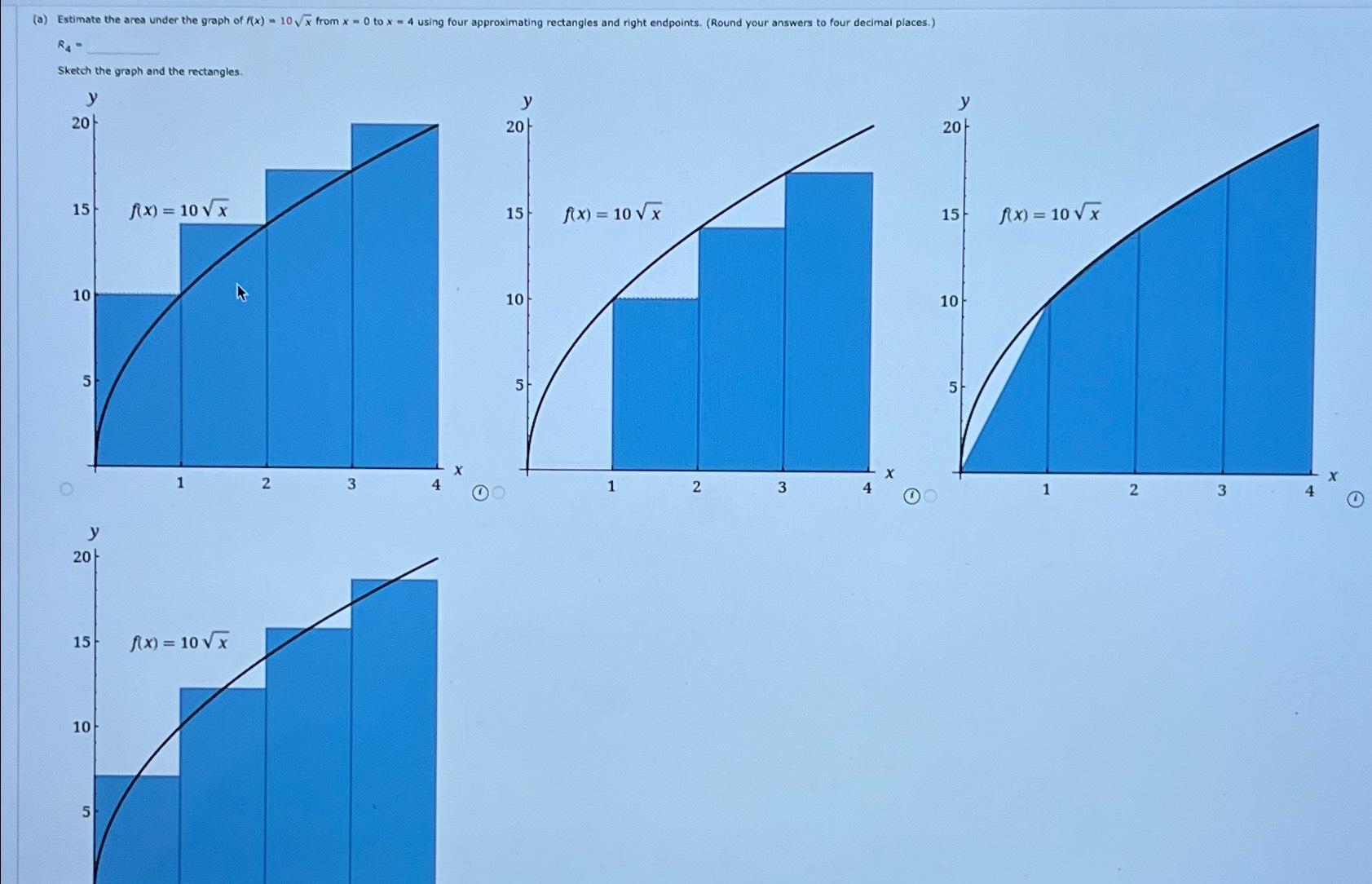 Solved R4=Sketch the graph and the rectangles.y | Chegg.com