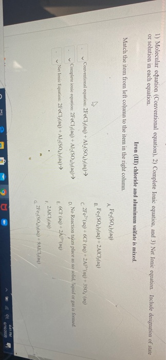 Solved 1) Molecular equation (Conventional equation), 2) | Chegg.com