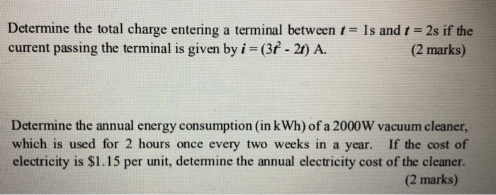 Solved Determine the total charge entering a terminal | Chegg.com
