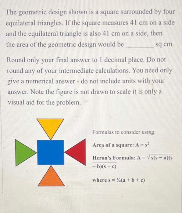 Solved The geometric design shown is a square surrounded by | Chegg.com