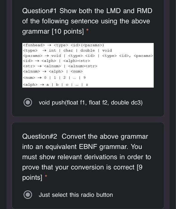 Solved Question#1 Show both the LMD and RMD of the following | Chegg.com