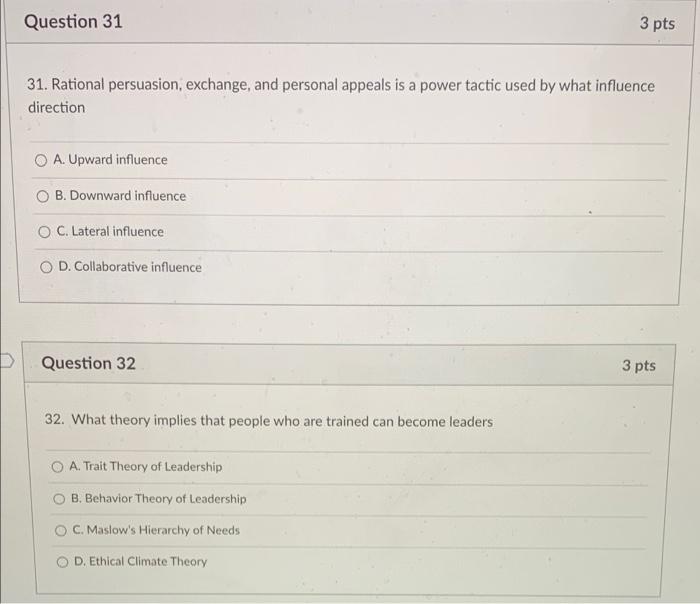 Question 31 3 pts 31. Rational persuasion, exchange, | Chegg.com