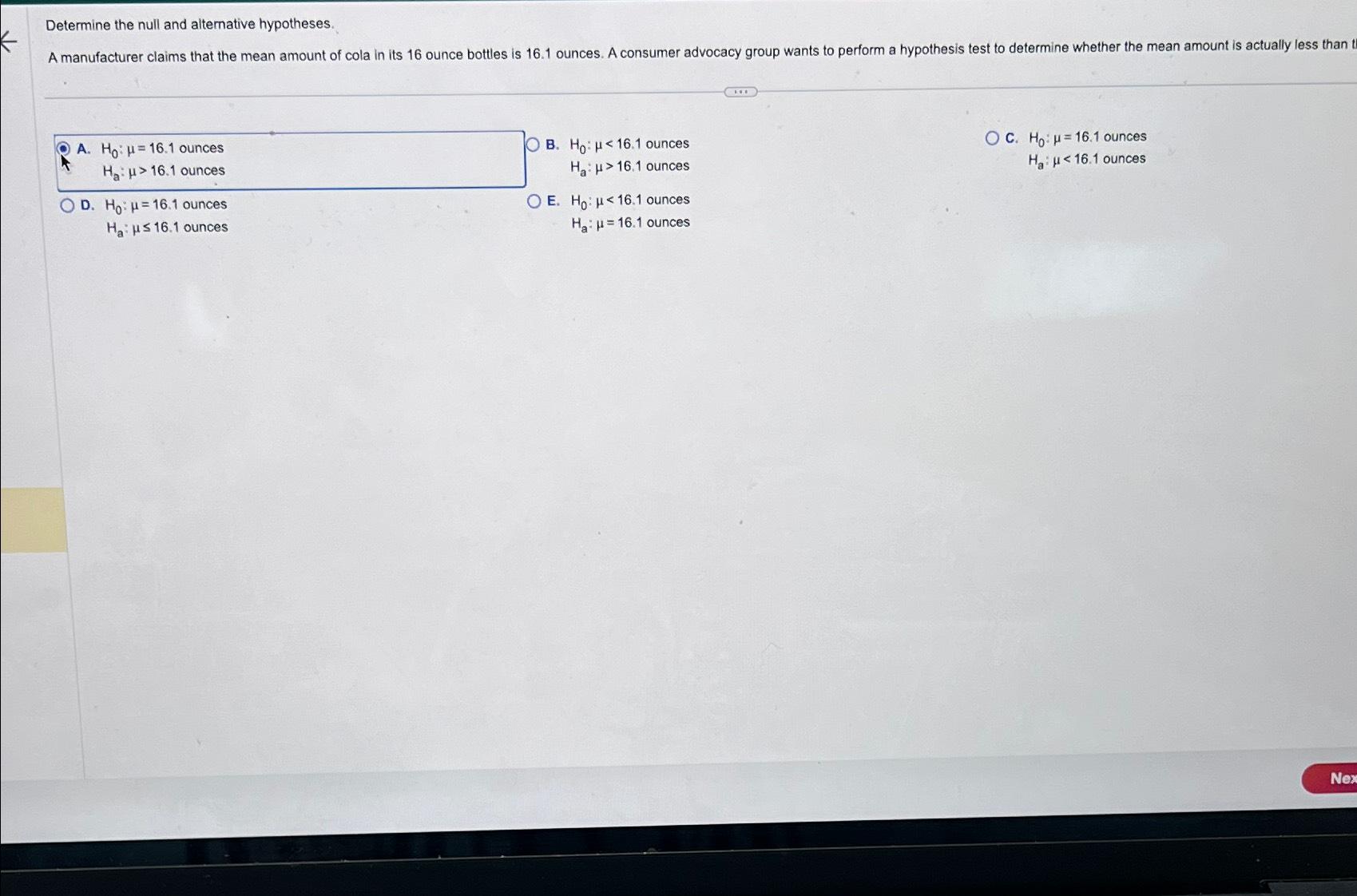Solved Determine the null and alternative | Chegg.com