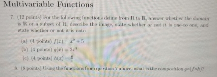 Solved Multivariable Functions(12 ﻿points) ﻿For the | Chegg.com