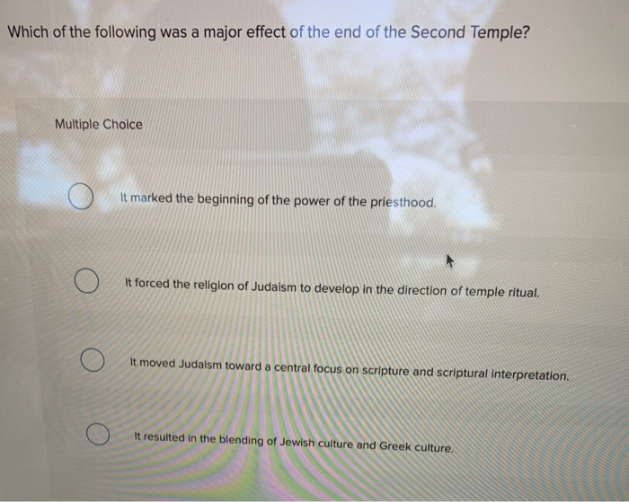 Solved Which of the following was a major effect of the end | Chegg.com