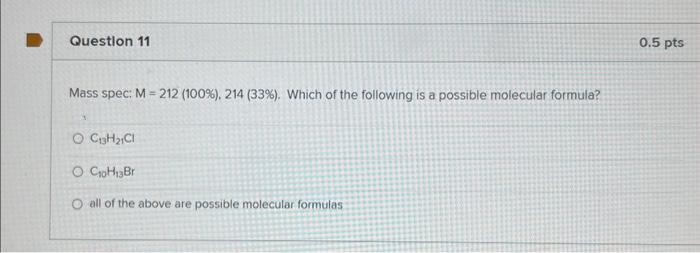 Solved Mass spec: M=212(100%),214(33%). Which of the | Chegg.com