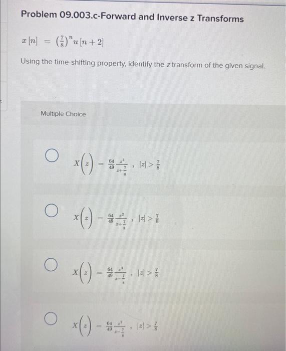 Solved Problem 09.003.c-Forward and Inverse z Transforms | Chegg.com