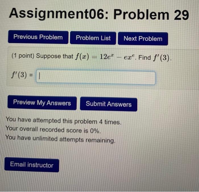 Solved Assignment06: Problem 29 (1 point) Suppose that | Chegg.com