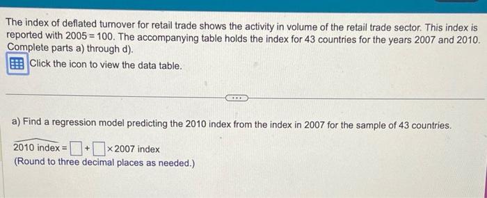 Solved The index of deflated turnover for retail trade shows | Chegg.com