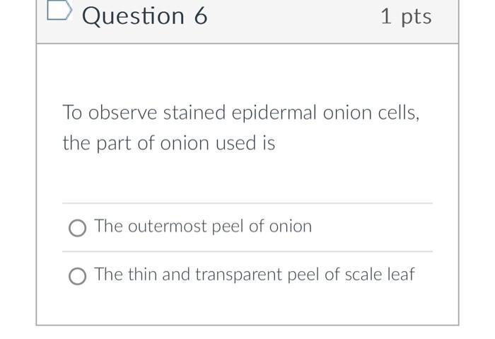 Solved To observe stained epidermal onion cells, the part of | Chegg.com