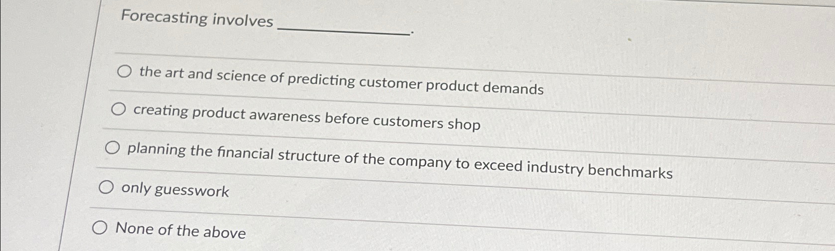 Solved Forecasting involvesthe art and science of predicting | Chegg.com