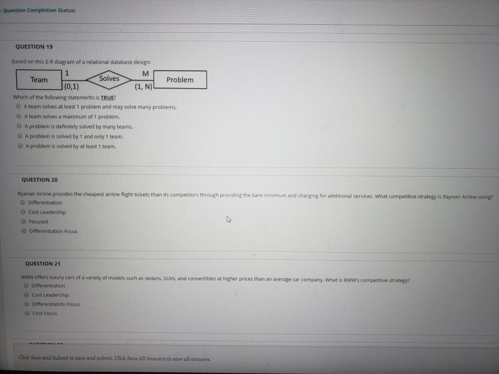 Solved Question Completion Status: QUESTION 19 Based on this | Chegg.com