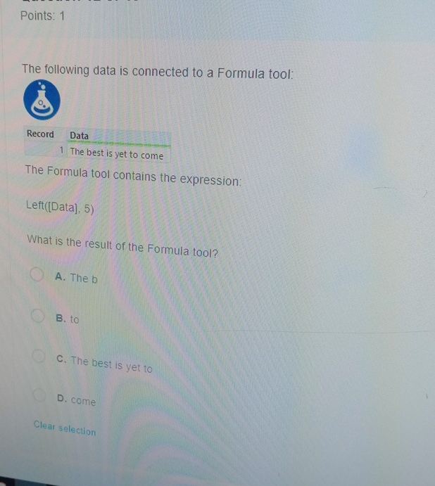 Solved Points: 1The following data is connected to a Formula | Chegg.com