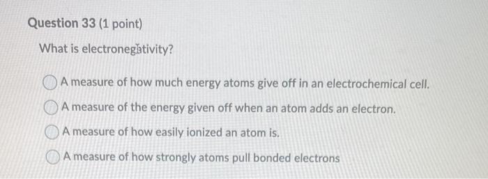 Solved Match the differences in electronegativity to the | Chegg.com
