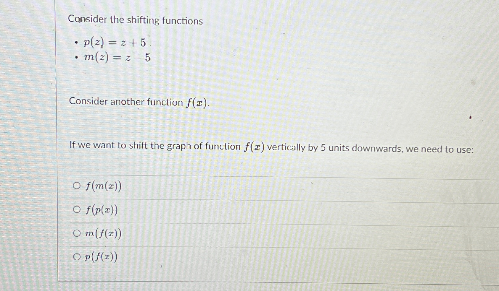 Solved Consider the shifting | Chegg.com