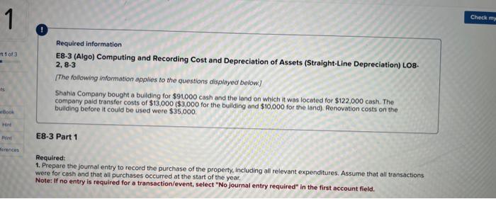 Solved Required information E8-3 (Algo) Computing and | Chegg.com