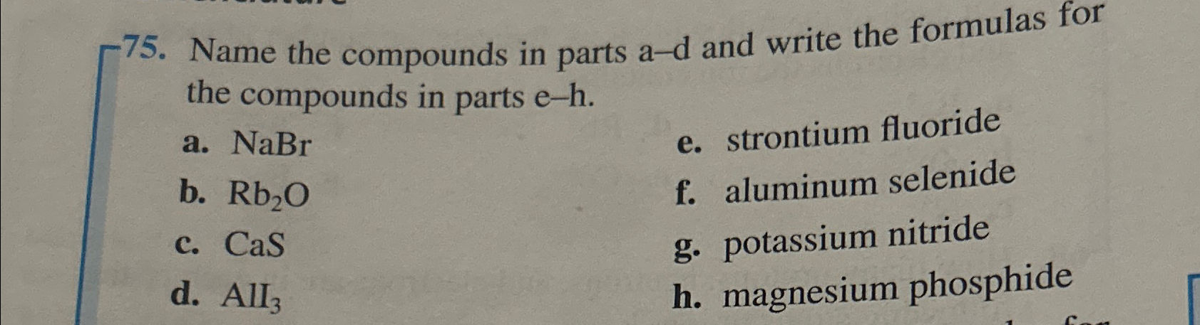 Solved Name the compounds in parts a-d and write the | Chegg.com