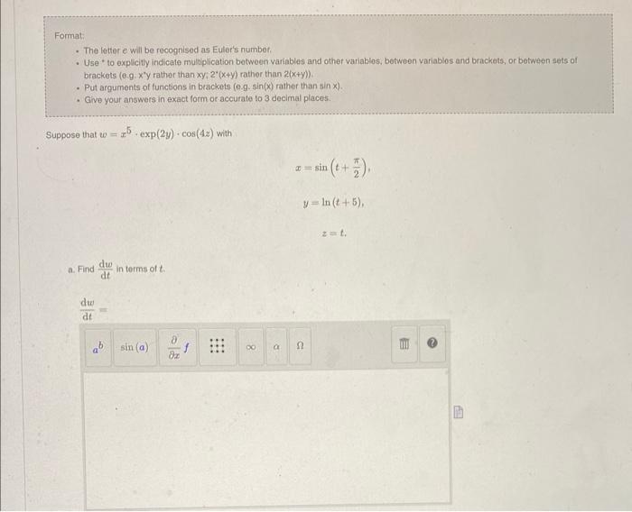 Solved Format: - The letter e will be recognised as Euler's | Chegg.com