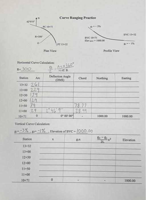 Solved Horizontal Curve Calculation: R=3002θ=4πRAcc×360∘ | Chegg.com