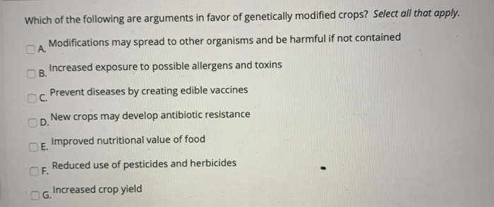 Solved Which of the following are arguments in favor of | Chegg.com