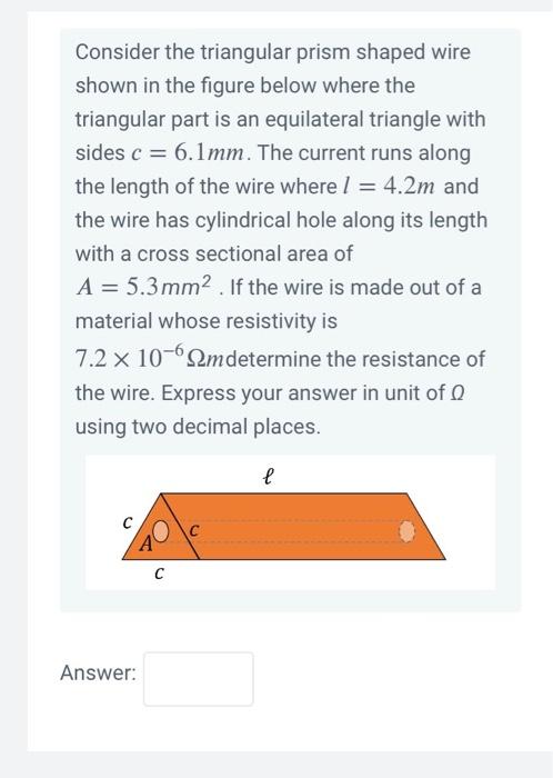 Solved Consider the triangular prism shaped wire shown in | Chegg.com