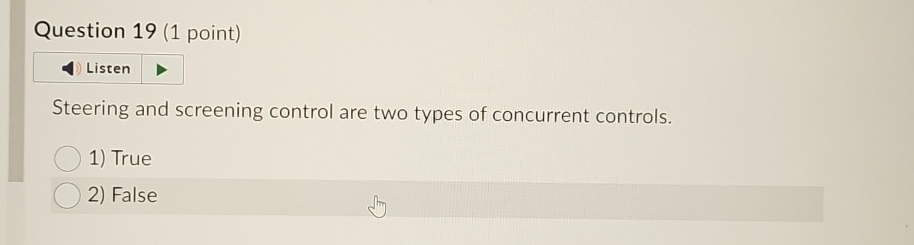 Solved Question 19 (1 ﻿point)ListenSteering and screening | Chegg.com