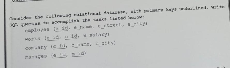 Solved Consider the following relational database, with | Chegg.com