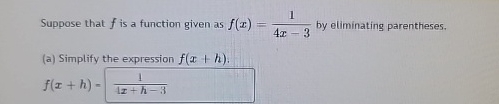 Solved Suppose that f ﻿is a function given as f(x)=14x-3 ﻿by | Chegg.com