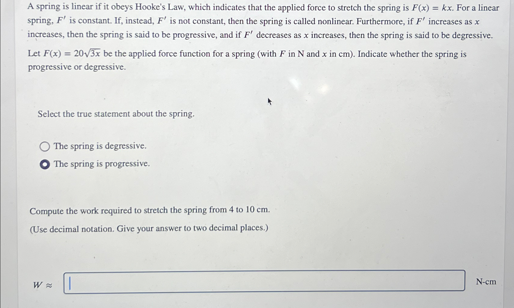 Solved A spring is linear if it obeys Hooke's Law, which | Chegg.com