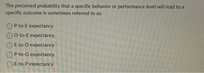 The perceived probability that a specific behavior or | Chegg.com