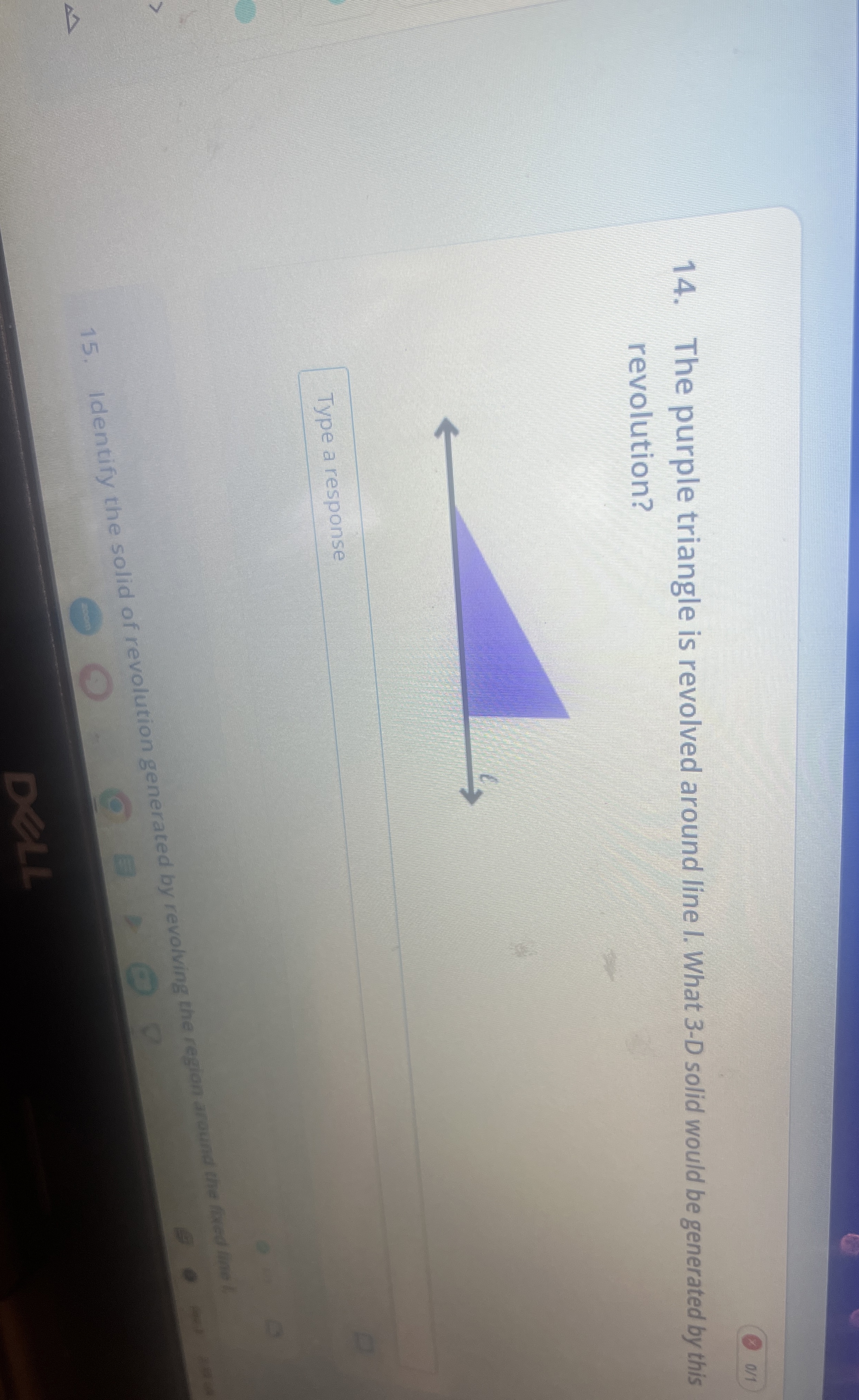Solved The purple triangle is revolved around line I. What | Chegg.com