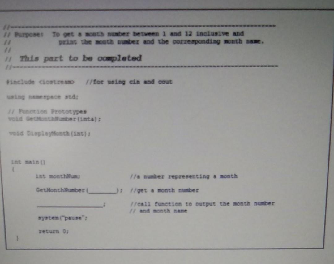Solved using void functions 1. Complete the program shown | Chegg.com