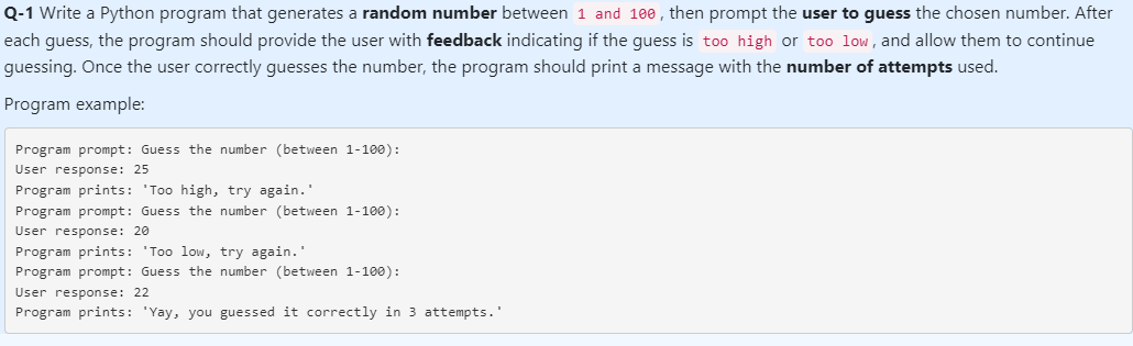 Solved Q-1 ﻿Write a Python program that generates a random | Chegg.com
