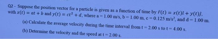 Solved Q2 - Suppose the position vector for a particle is | Chegg.com