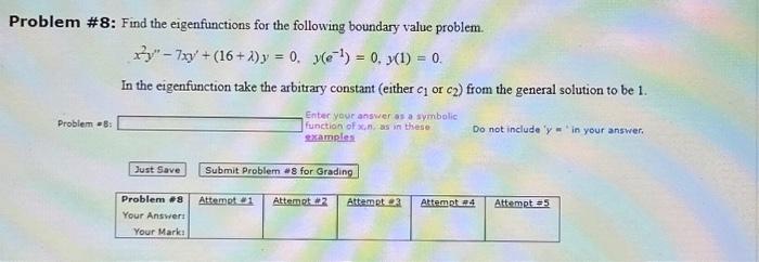 Solved Problem #8: Find the eigenfunctions for the following | Chegg.com